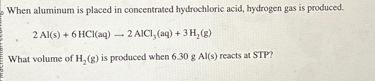 Solved • ﻿When aluminum is placed in concentrated | Chegg.com