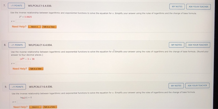 Solved -1 POINTS WILPCALC1 6.4.030. MY NOTES ASK YOUR | Chegg.com