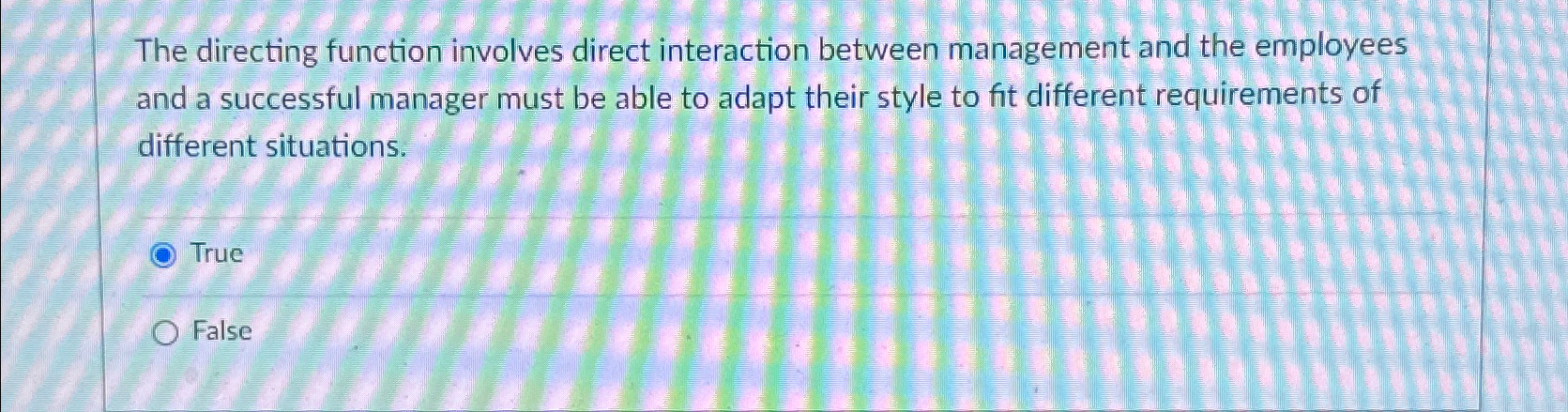 Solved The directing function involves direct interaction | Chegg.com
