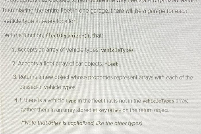 Solved than placing the entire fleet in one garage, there | Chegg.com
