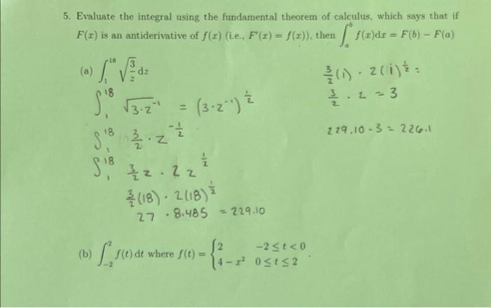 Solved Evaluate the integral using the fundamental theorem | Chegg.com