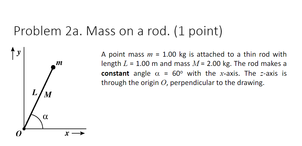 Solved Mass on a rod. (1 ﻿point)A point mass m=1.00kg ﻿is | Chegg.com
