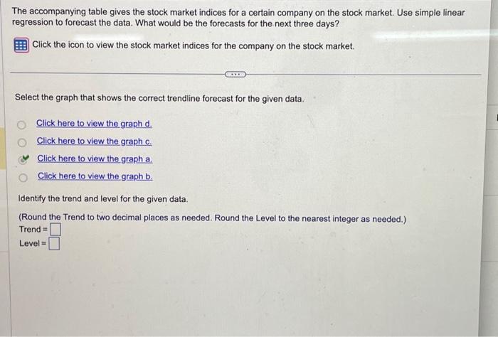 The accompanying table gives the stock market indices | Chegg.com