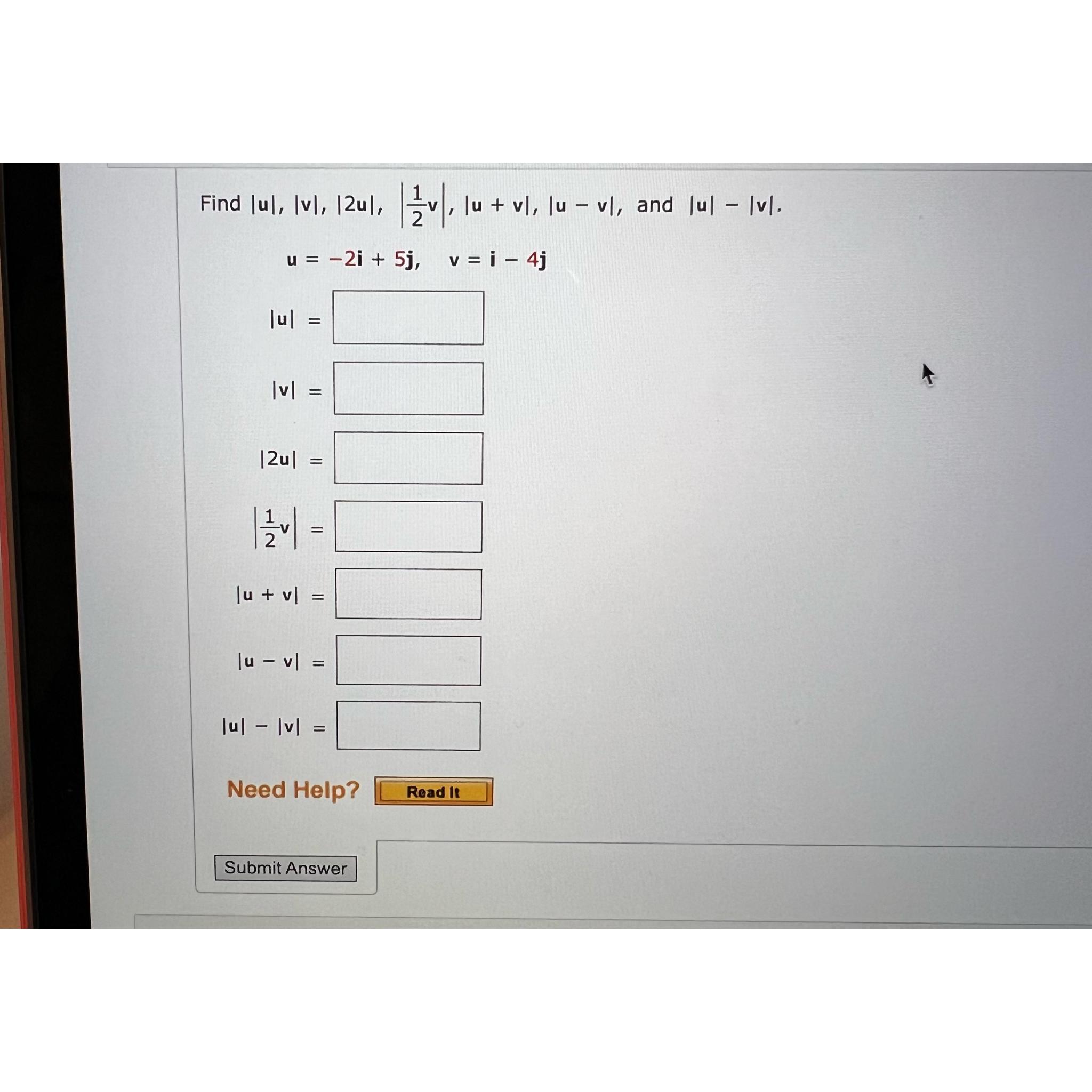 Solved Find |u|,|v|,|2u|,|12v|,|u+v|,|u-v|, and | Chegg.com Solved Find |u|,|v|,|2u|,|12v|,|u+v|,|u-v|, and | Chegg.com
