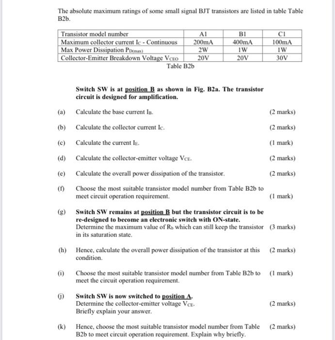 Solved B2 Referring to the BJT transistor circuit diagram as | Chegg.com