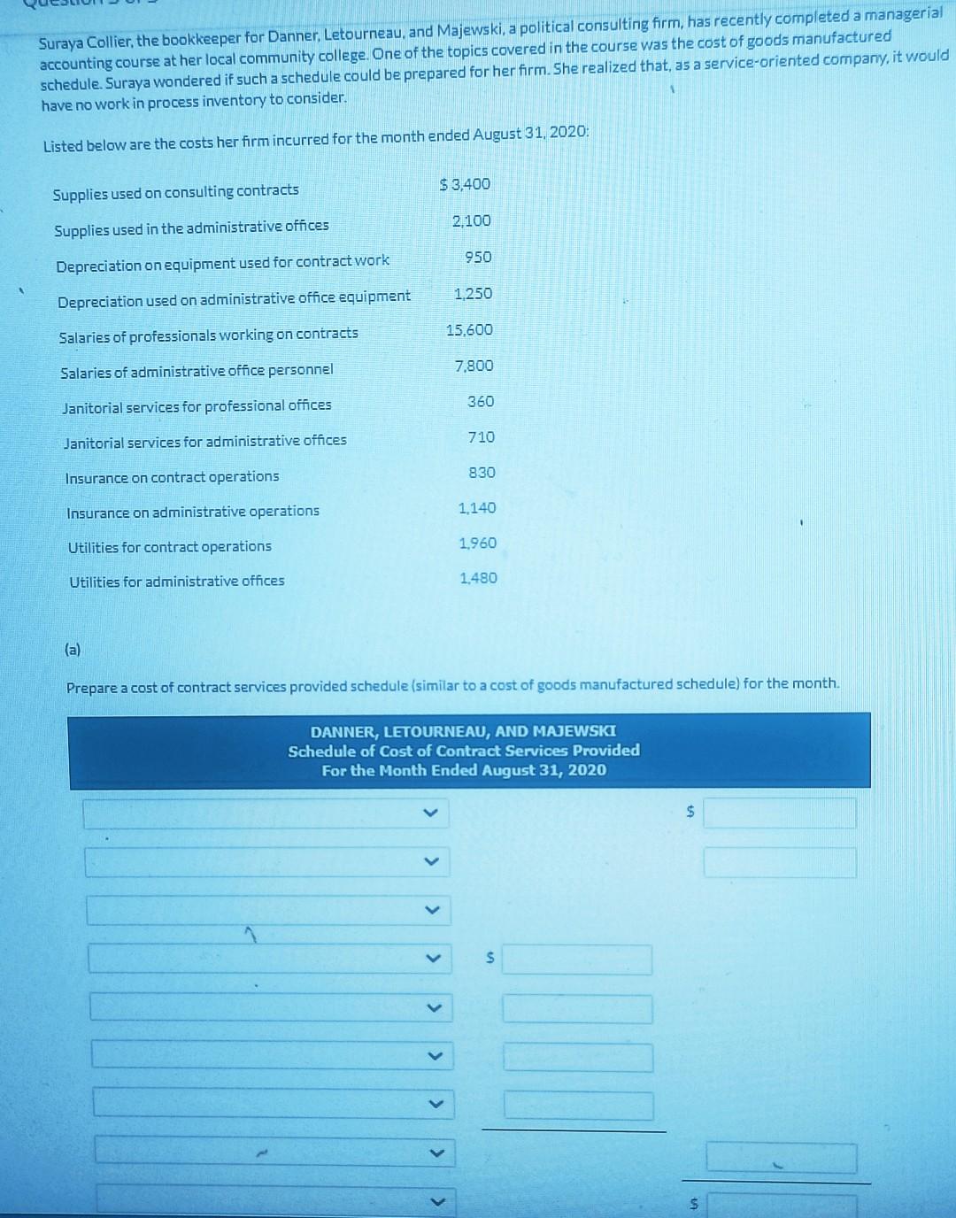 Solved Suraya Collier, the bookkeeper for Danner, | Chegg.com