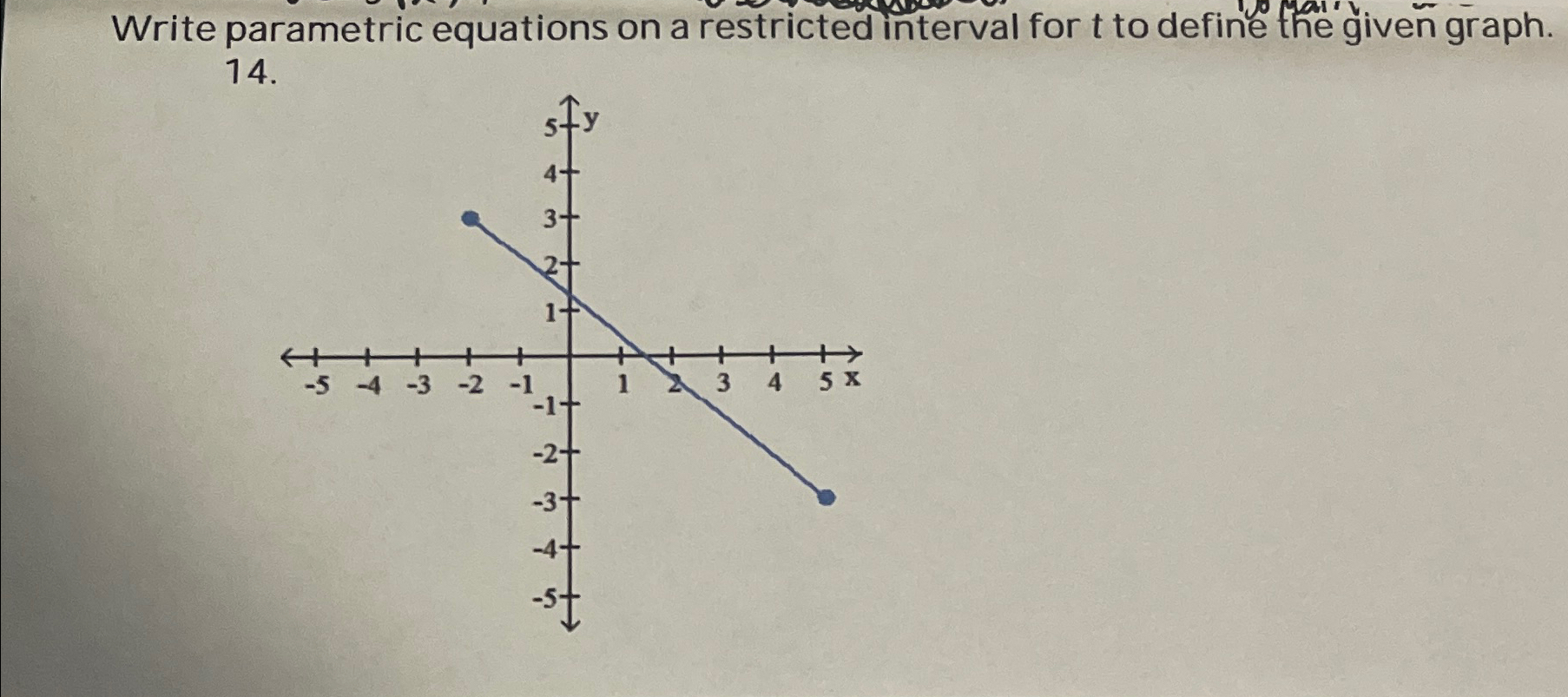 Solved Write parametric equations on a restricted interval | Chegg.com