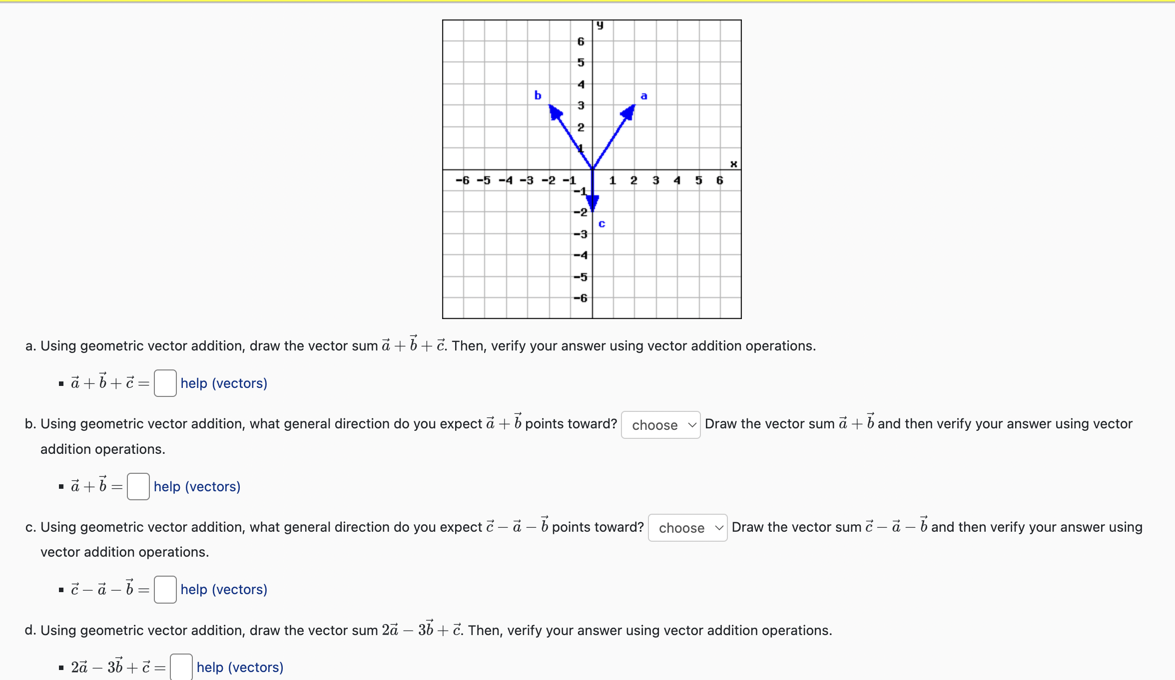 Solved a. ﻿Using geometric vector addition, draw the vector | Chegg.com