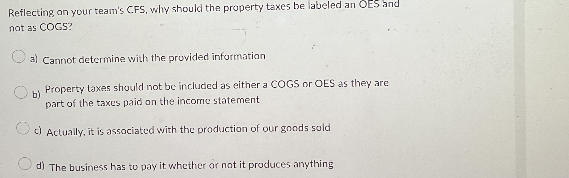 Solved Reflecting on your team's CFS, ﻿why should the | Chegg.com