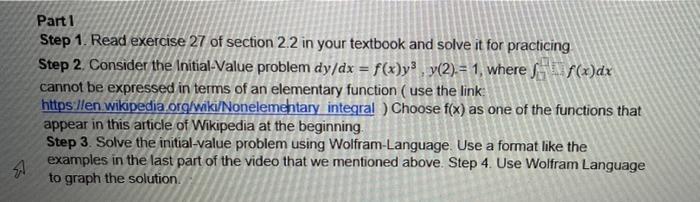 Part 1 Step 1. Read exercise 27 of section 2.2 in | Chegg.com