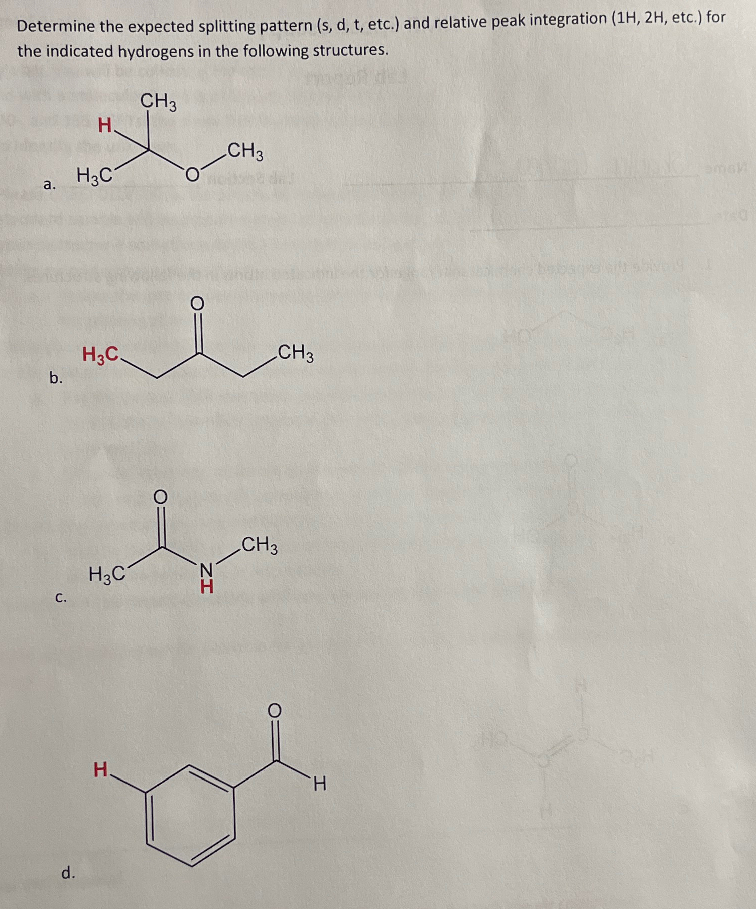 Solved Determine the expected splitting pattern , ﻿etc. | Chegg.com