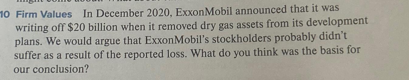 Solved 10 ﻿Firm Values In December 2020, ﻿ExxonMobil | Chegg.com