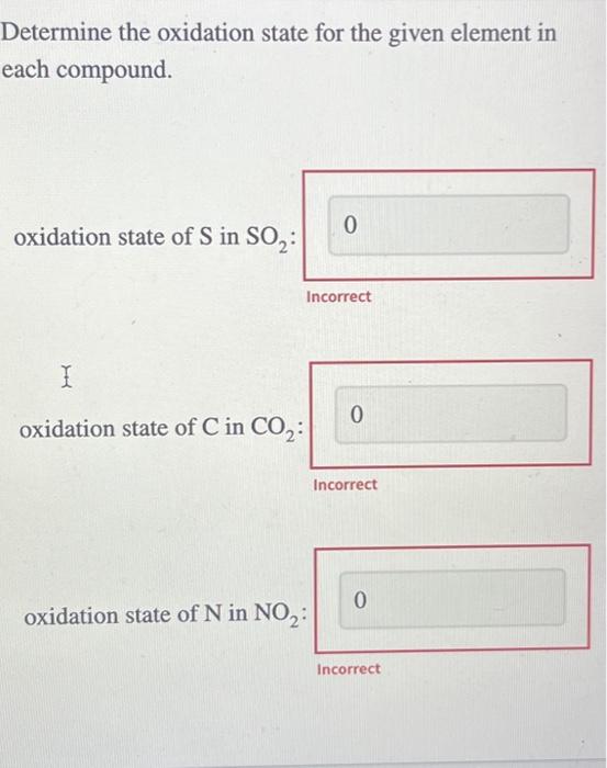 Solved Determine the oxidation state for the given element | Chegg.com