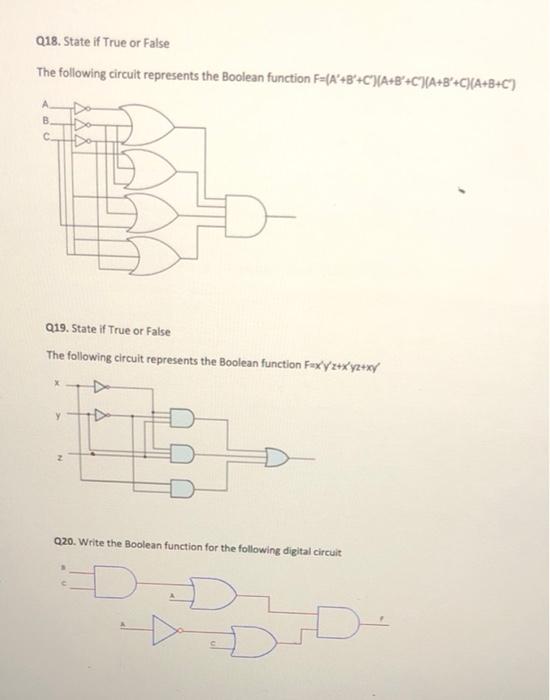 Solved Q18. State if True or False The following circuit | Chegg.com