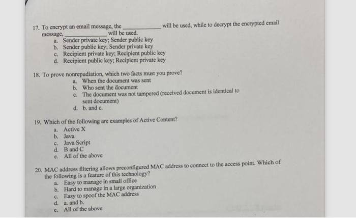Solved Choose the correct answer: 1. , backs up everything | Chegg.com