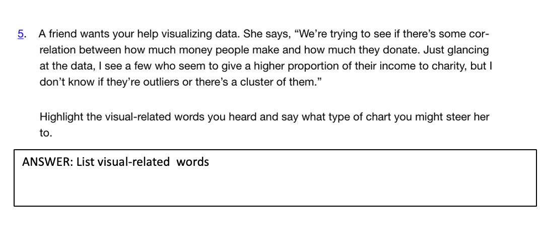 Solved A friend wants your help visualizing data. She says, | Chegg.com