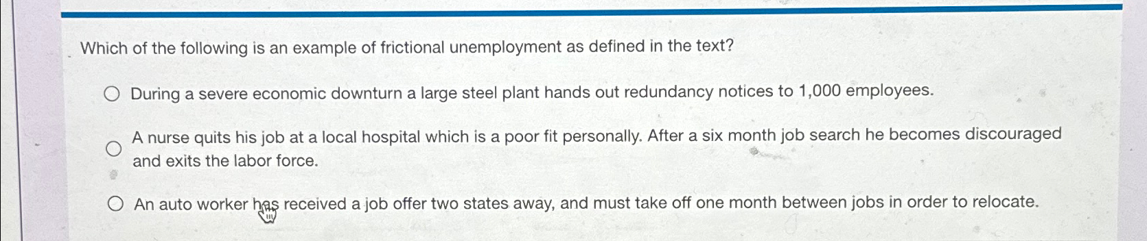 Solved Which of the following is an example of frictional | Chegg.com