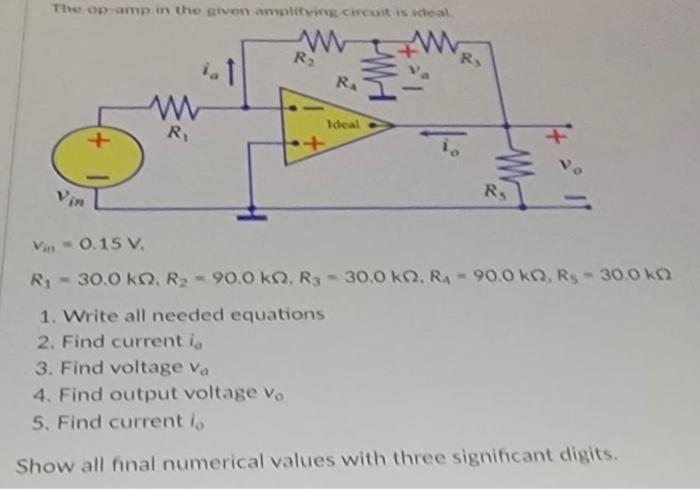 Solved The op amp is ideal find all equationsfind current | Chegg.com Solved The op amp is ideal find all equationsfind current | Chegg.com