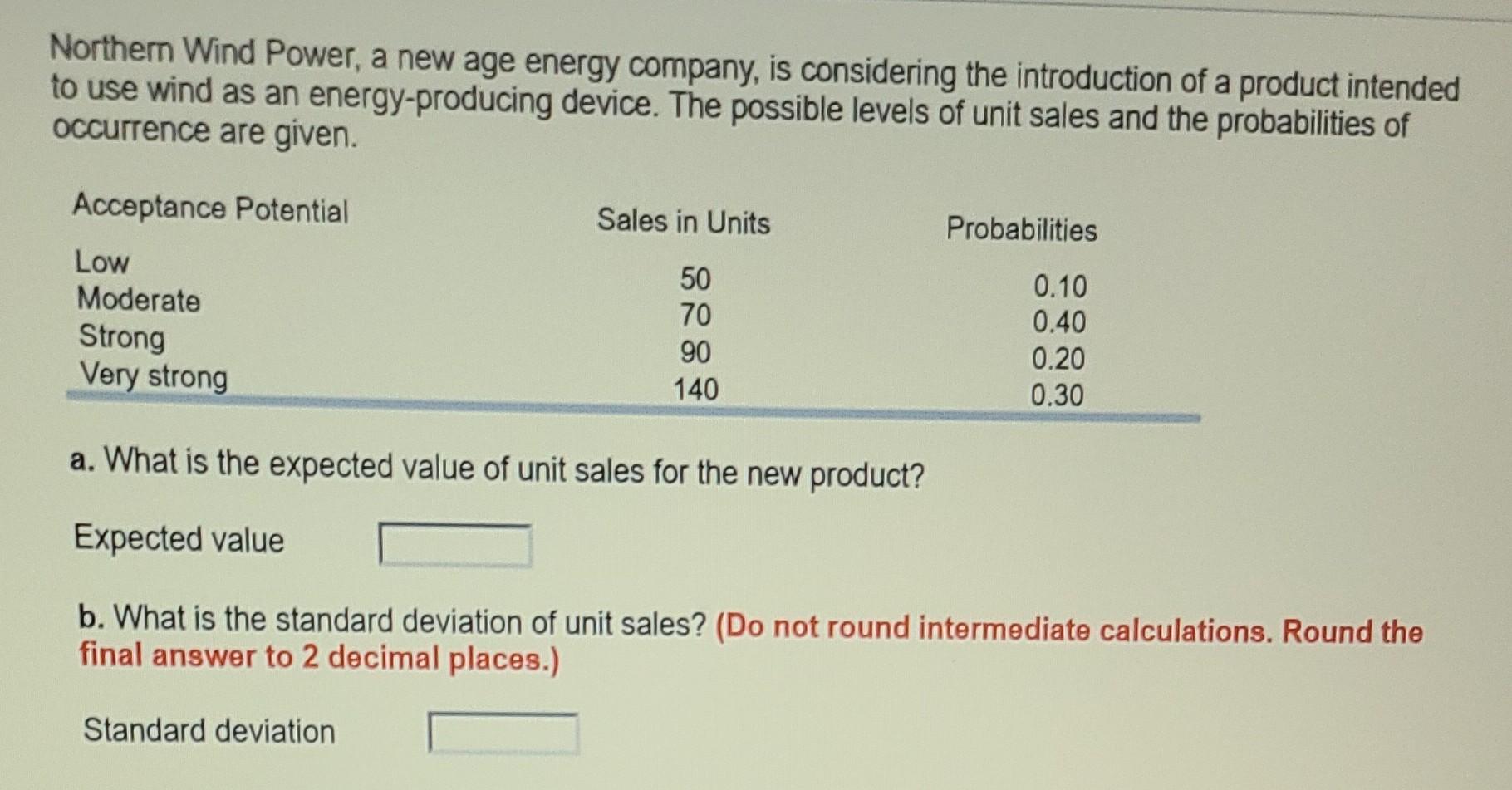 Solved A. what is the expected value of unit sales for the | Chegg.com