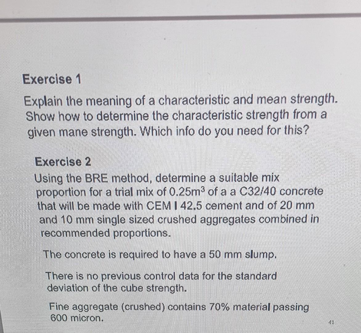 Solved Exercise 1 Explain the meaning of a characteristic | Chegg.com