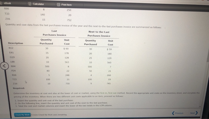Solved eBook Calculator Print Item Lower-of-Cost-or-Market | Chegg.com