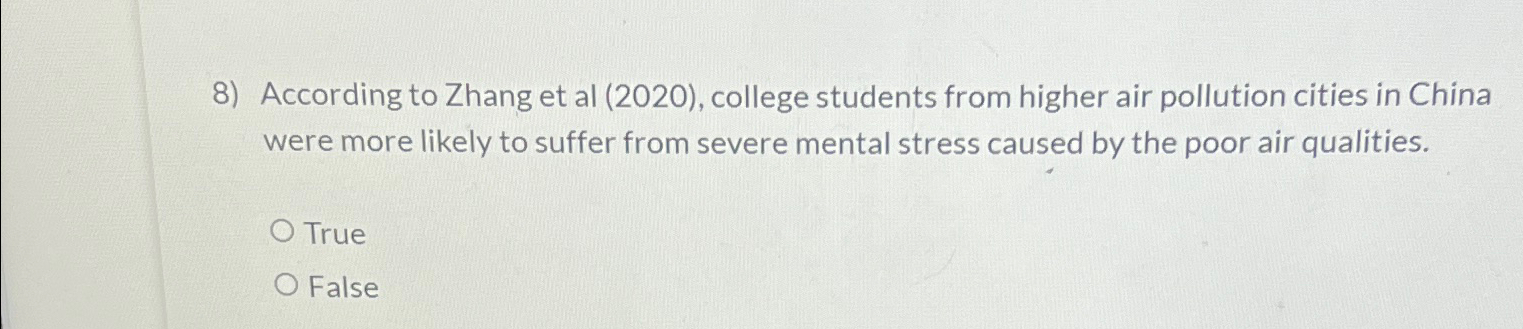 Solved According to Zhang et al (2020), ﻿college students | Chegg.com