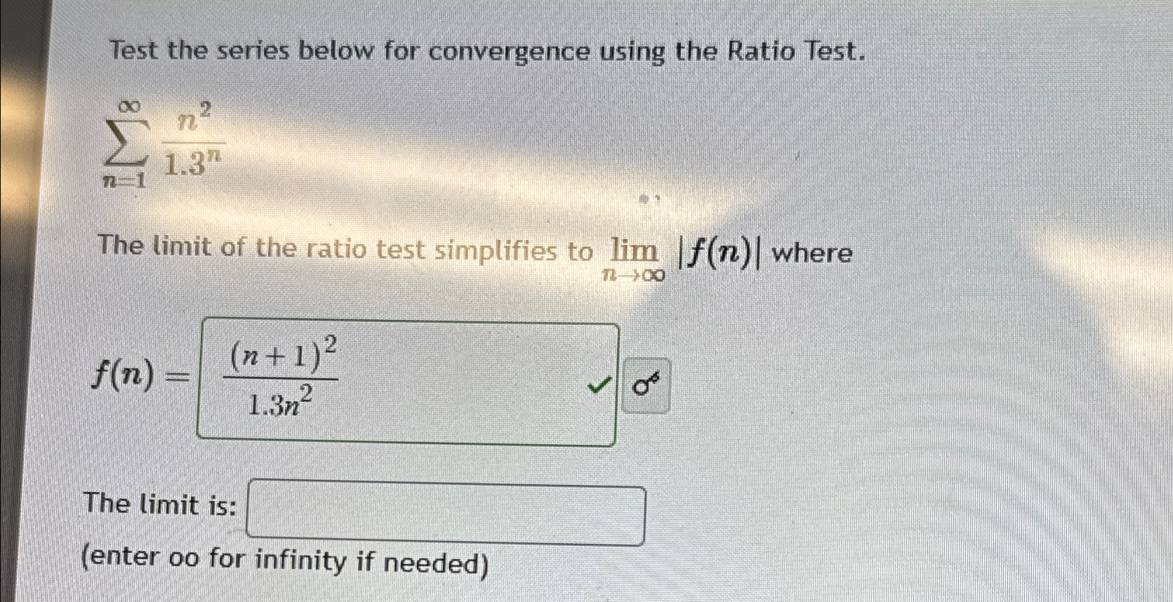 Solved Test the series below for convergence using the Ratio | Chegg.com