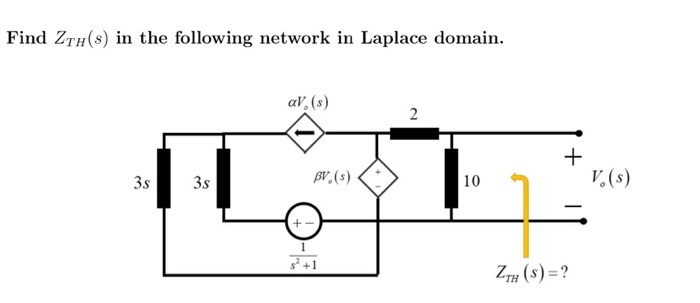 Solved Find ZTH(s) in the following network in Laplace | Chegg.com