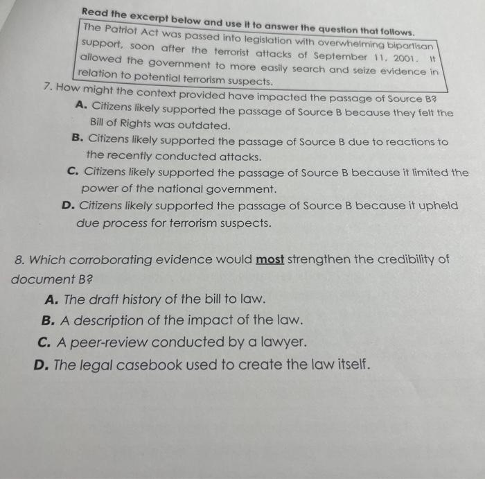 1. Which of the following describes the main reason | Chegg.com
