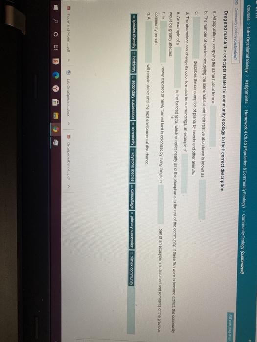 Solved Courses > Intro Organismal Biology > Assignments | Chegg.com