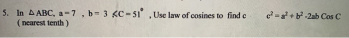 Solved 5. In A ABC, a=7, b= 3 | Chegg.com