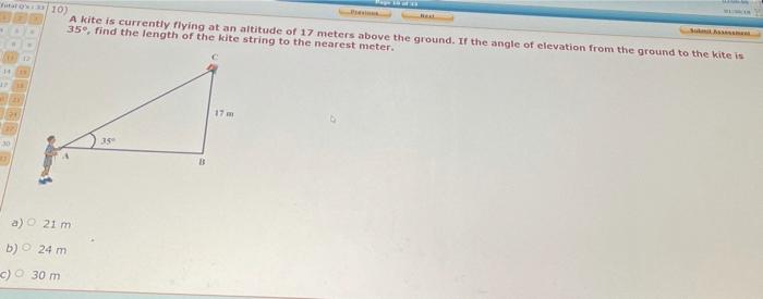 Solved 10 A Kite Is Currently Flying At An Altitude Of 17