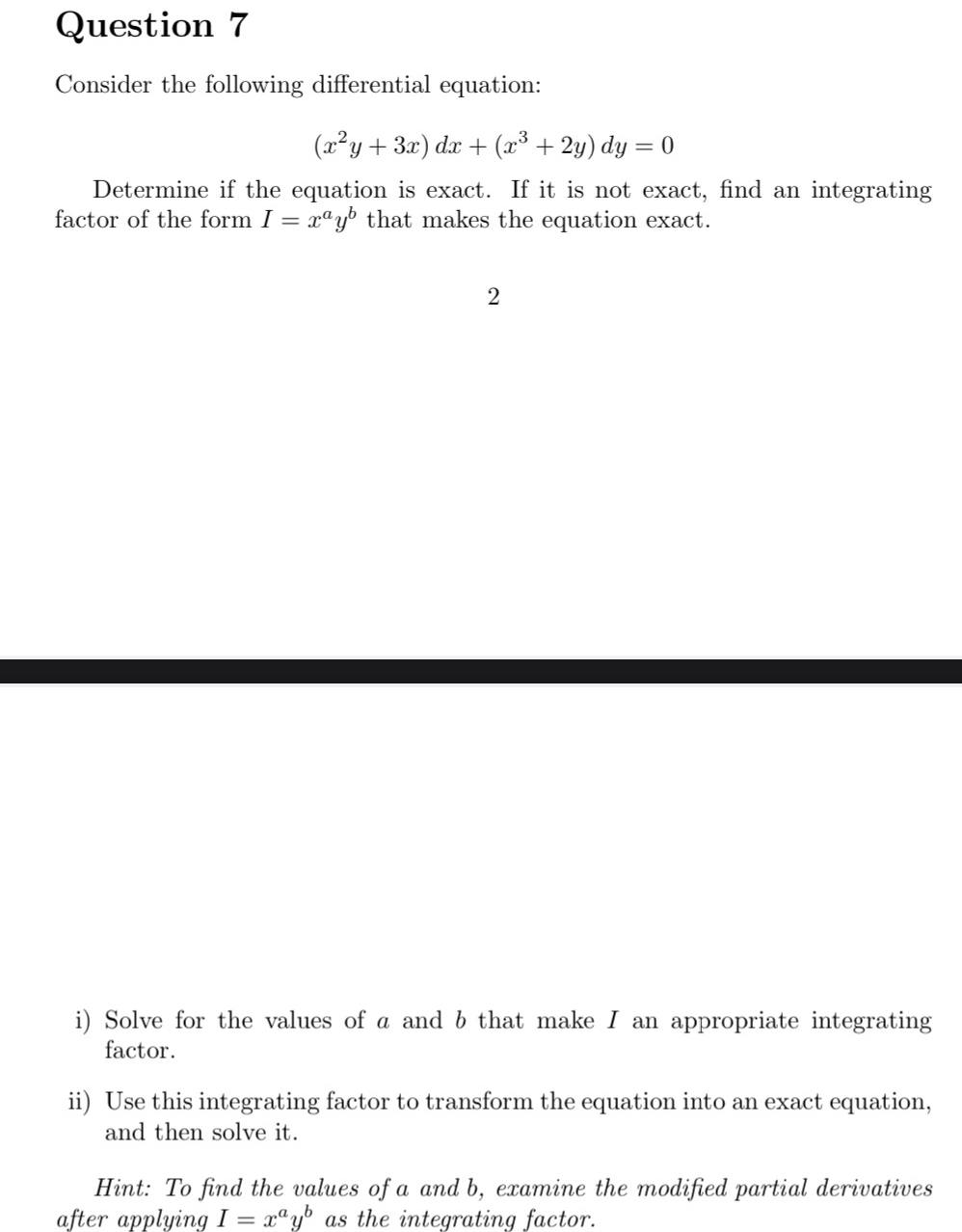 Solved by an EXPERT Question 7Consider the following differential | Chegg.com