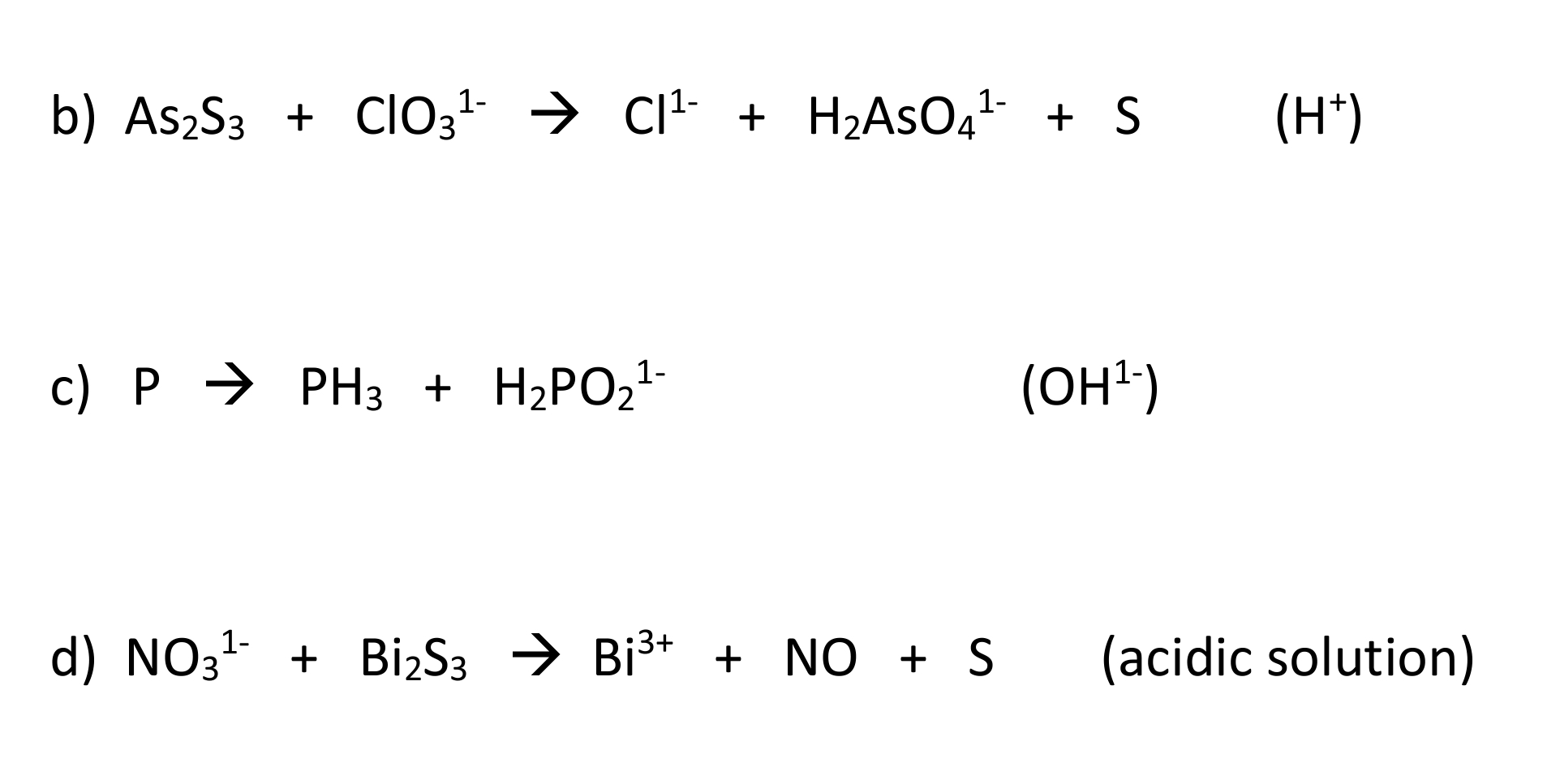 Solved Balance the following redox reactions using half | Chegg.com
