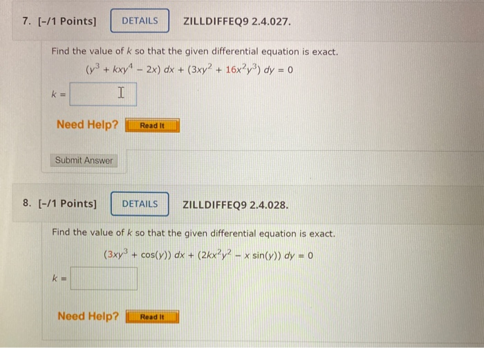 Solved 7. [-/1 Points] DETAILS ZILLDIFFEQ9 2.4.027. Find the | Chegg.com