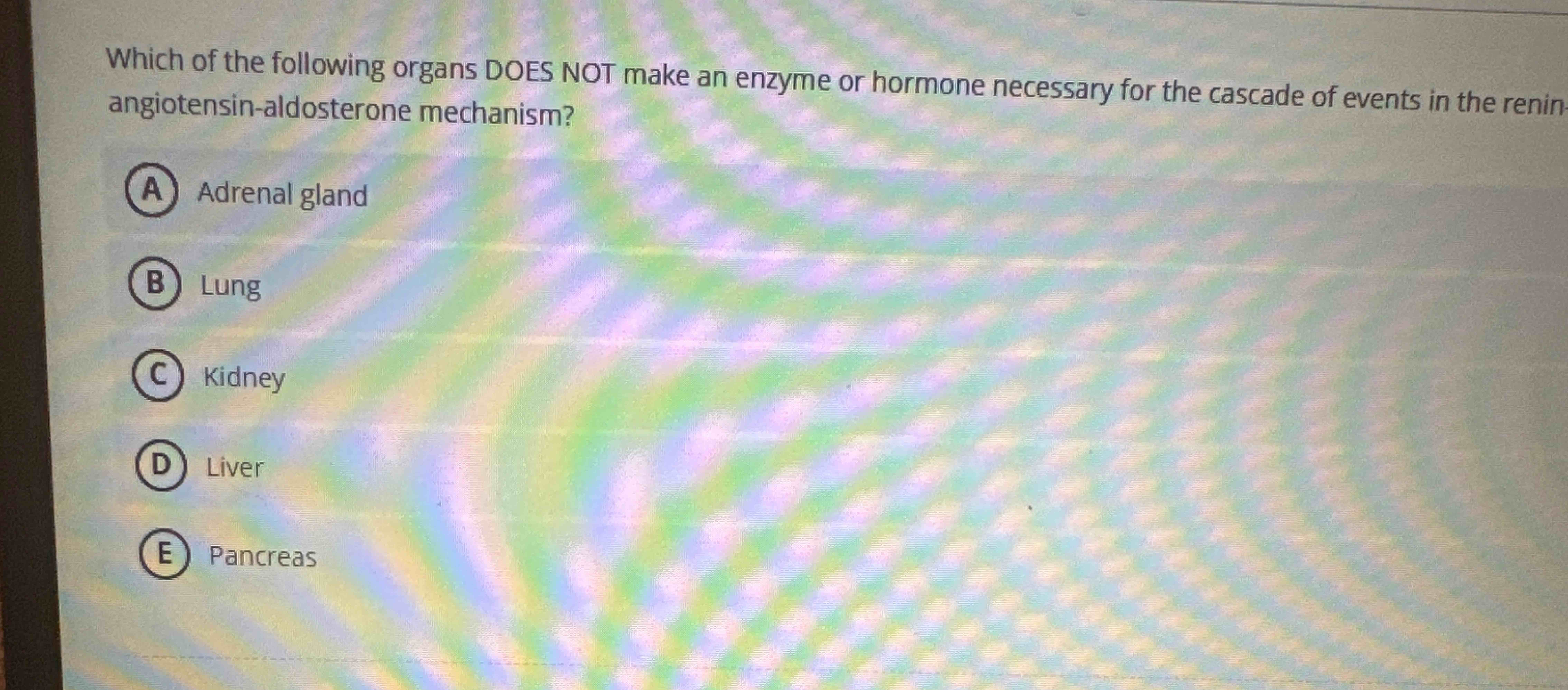 Solved Which of the following organs DOES NOT make an enzyme | Chegg.com