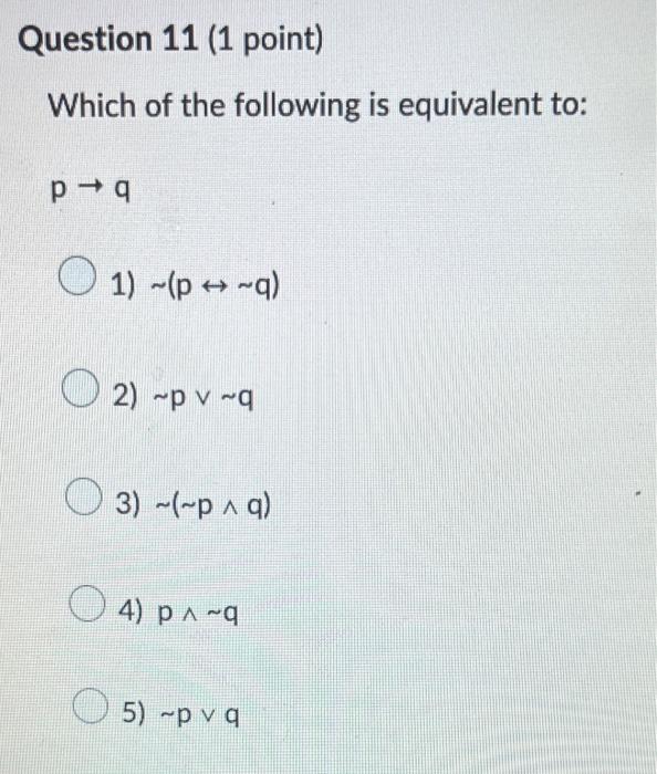 Solved Question 11 (1 point) Which of the following is | Chegg.com