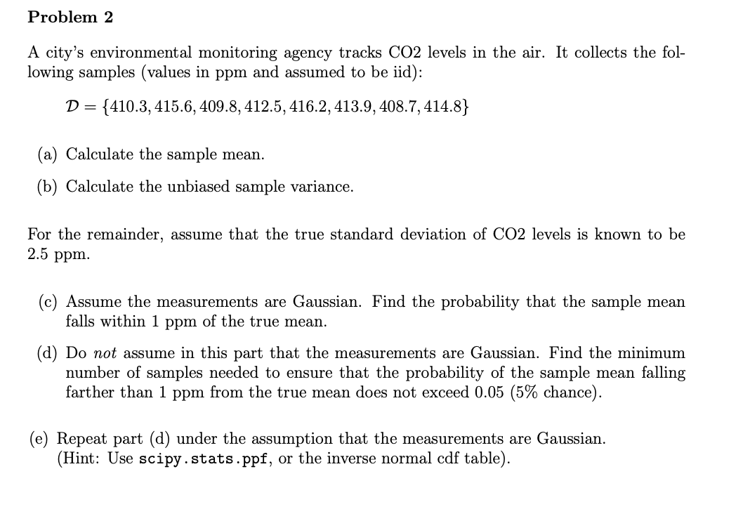 Solved Problem 2 ﻿A city's environmental monitoring agency | Chegg.com