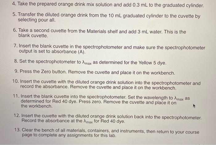 Experiment 3: Quantitatively Determine the Food Dyes | Chegg.com