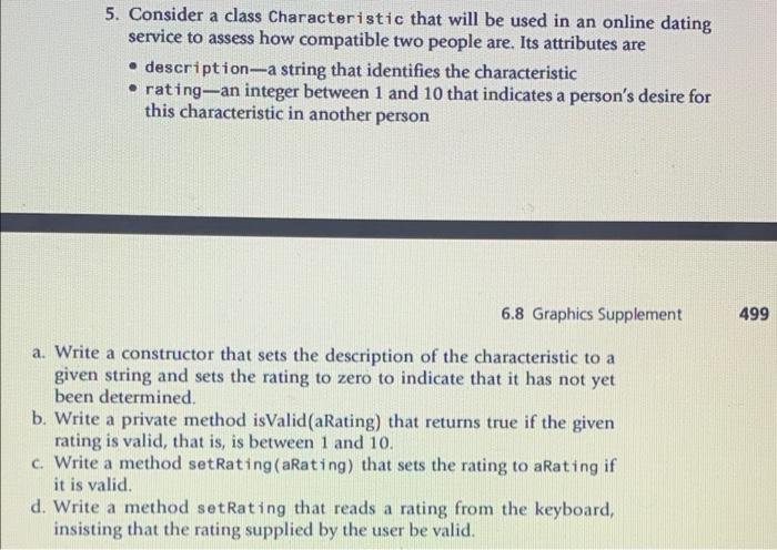 Solved 4. Complete and fully test the class Characteristic | Chegg.com