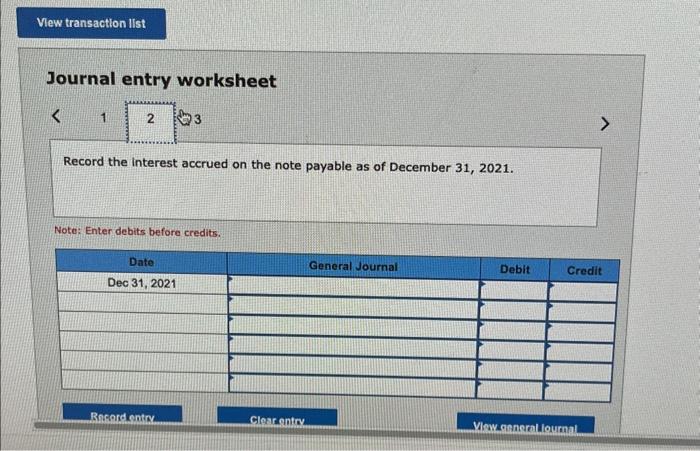 Solved Journal entry worksheet Record the interest accrued | Chegg.com