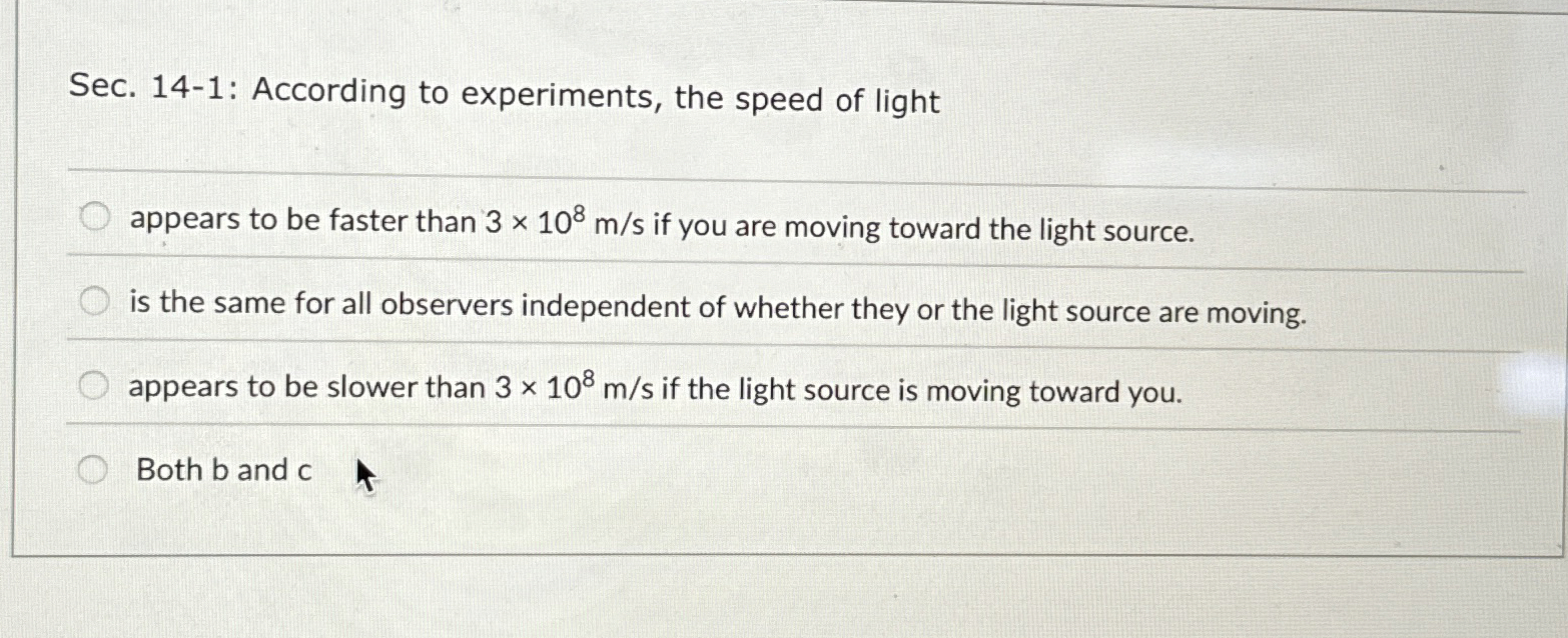 Solved Sec. 14-1: According to experiments, the speed of | Chegg.com