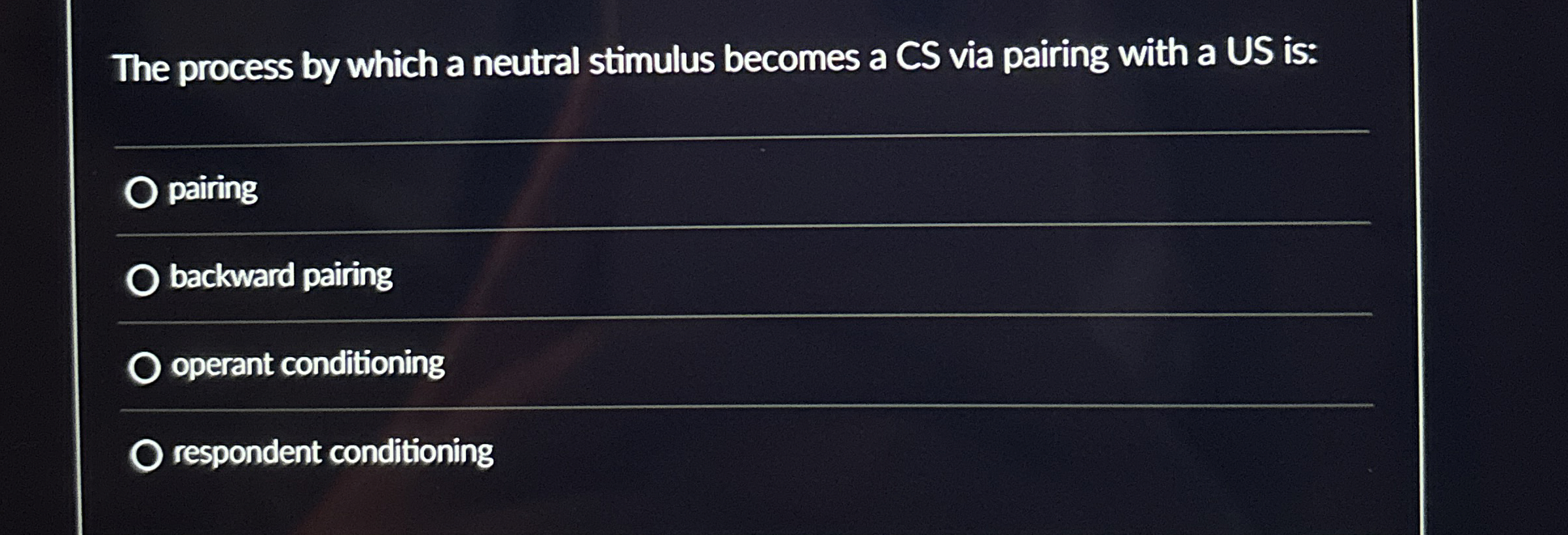 Solved The process by which a neutral stimulus becomes a CS | Chegg.com