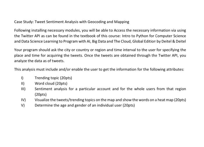 Solved Case Study: Tweet Sentiment Analysis with Geocoding | Chegg.com