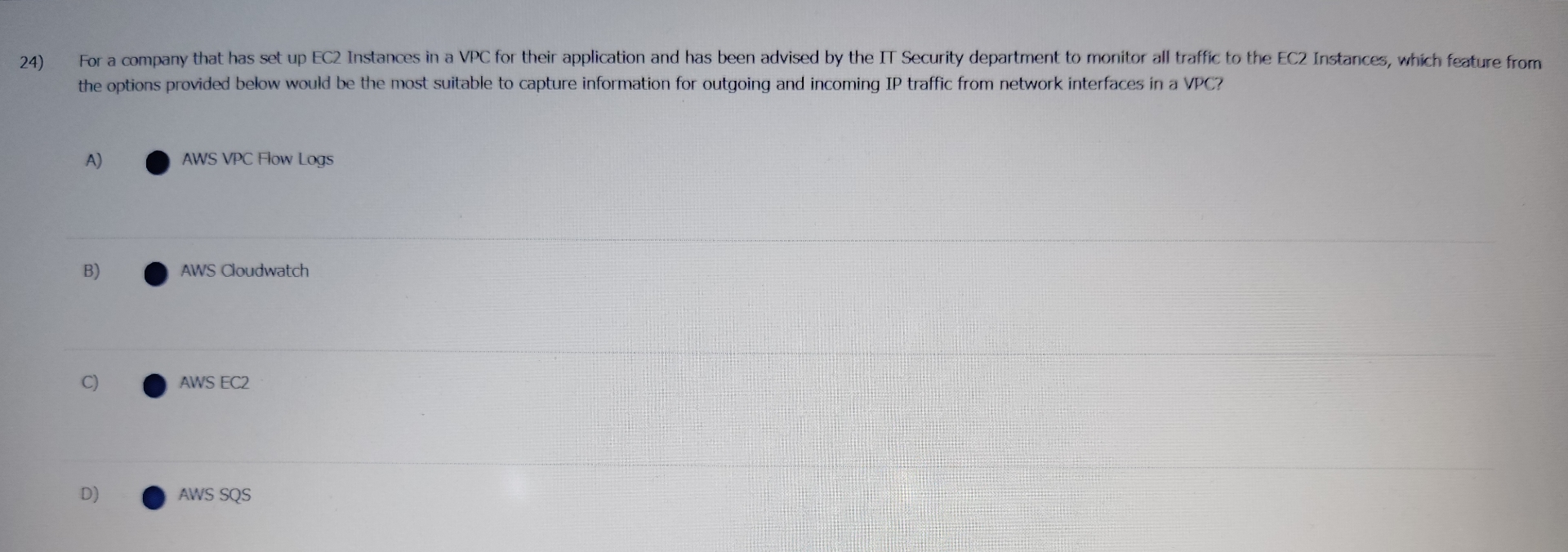 Solved For a company that has set up EC2 ﻿Instances in a VPC | Chegg.com