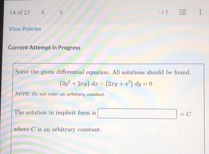 Solved Current Attempt in Progress Solve the given | Chegg.com