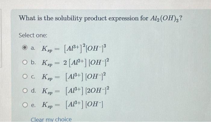 Solved What is the solubility product expression for | Chegg.com
