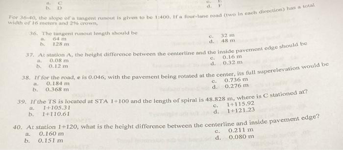 Solved or-36-40, the slope of a tangent runout is given to | Chegg.com