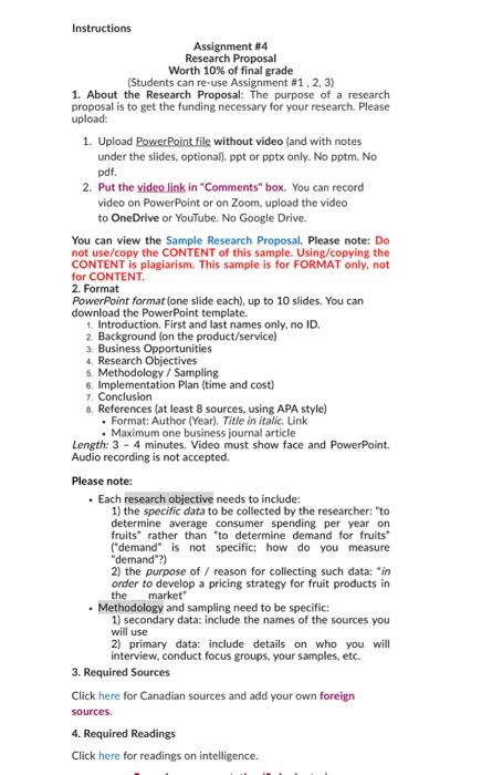 Solved Instructions Assignment #4 Research Proposal Worth | Chegg.com