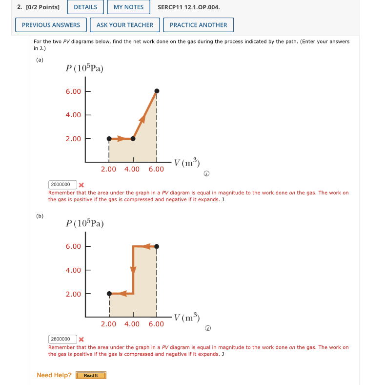 Solved For the two PV diagrams below, find the net work done | Chegg.com